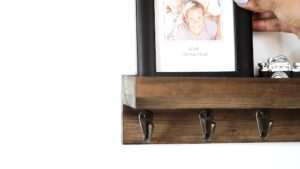 Repisa de Madera con Ganchos - Organizador de Pared 25,5 cm - Para ...